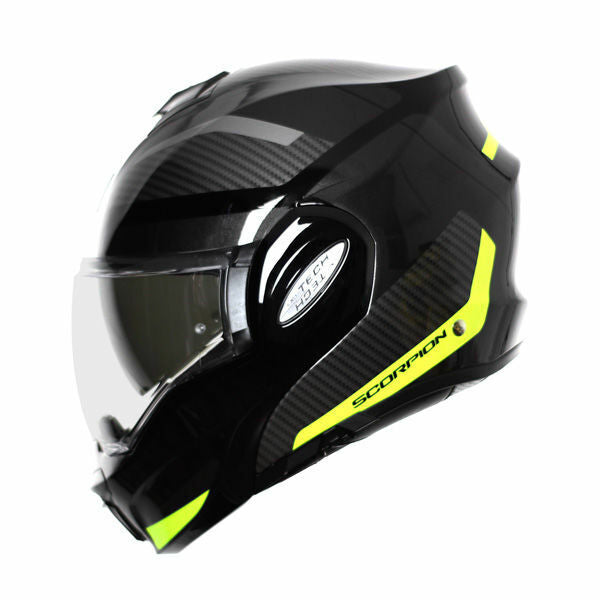 Scorpion EXO-TECH Trap Black Yellow Flip-Up Helmet Casque Size L USED ...