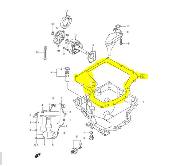 Suzuki GSX1300 Hayabusa GASKET,OIL PAN 11489-24F10-000 CO: 454441 ...